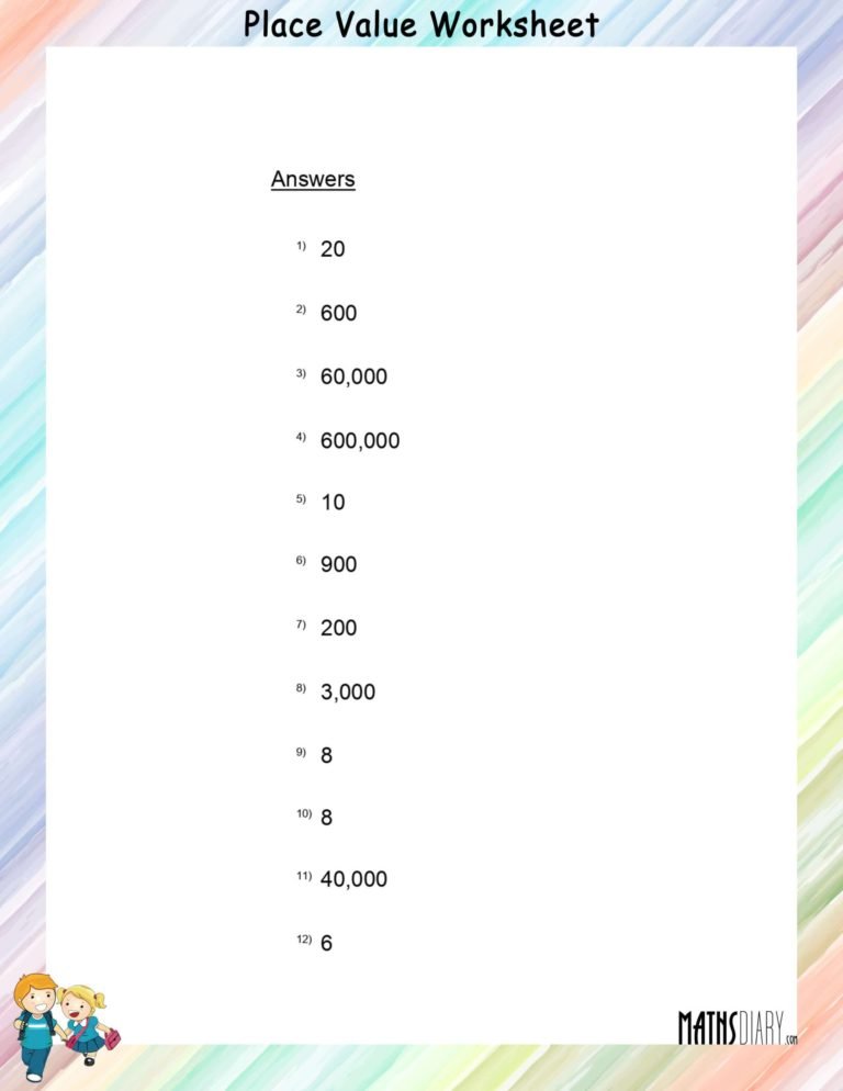 Missing Place Value from a 6-digit number - Math Worksheets ...