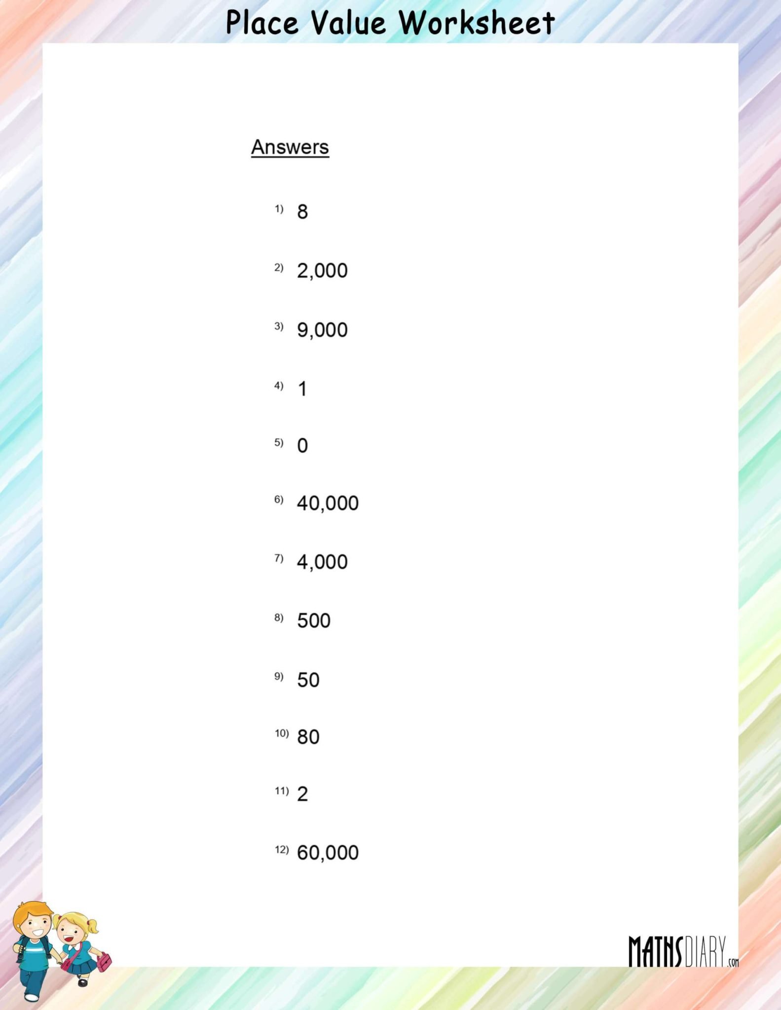 Missing Place Value from a 6-digit number - Math Worksheets ...