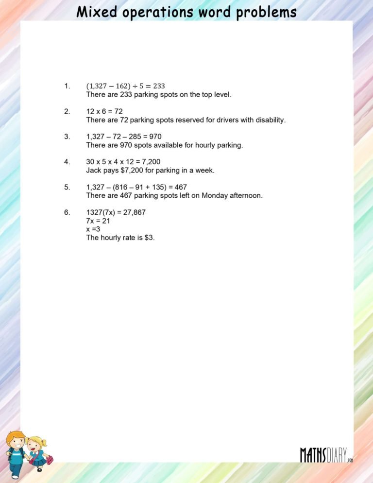 Mixed Operations Word Problems Worksheets - Math Worksheets ...