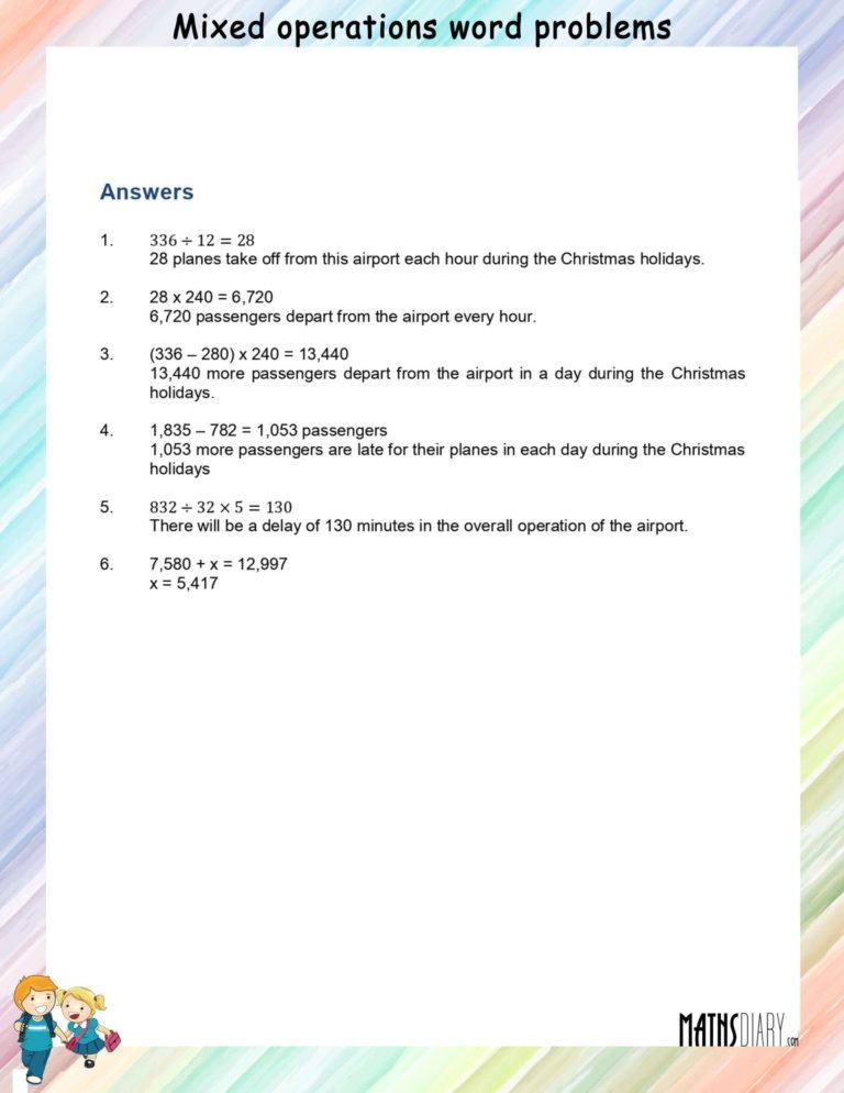 Mixed Operations Word Problems Worksheets - Math Worksheets ...