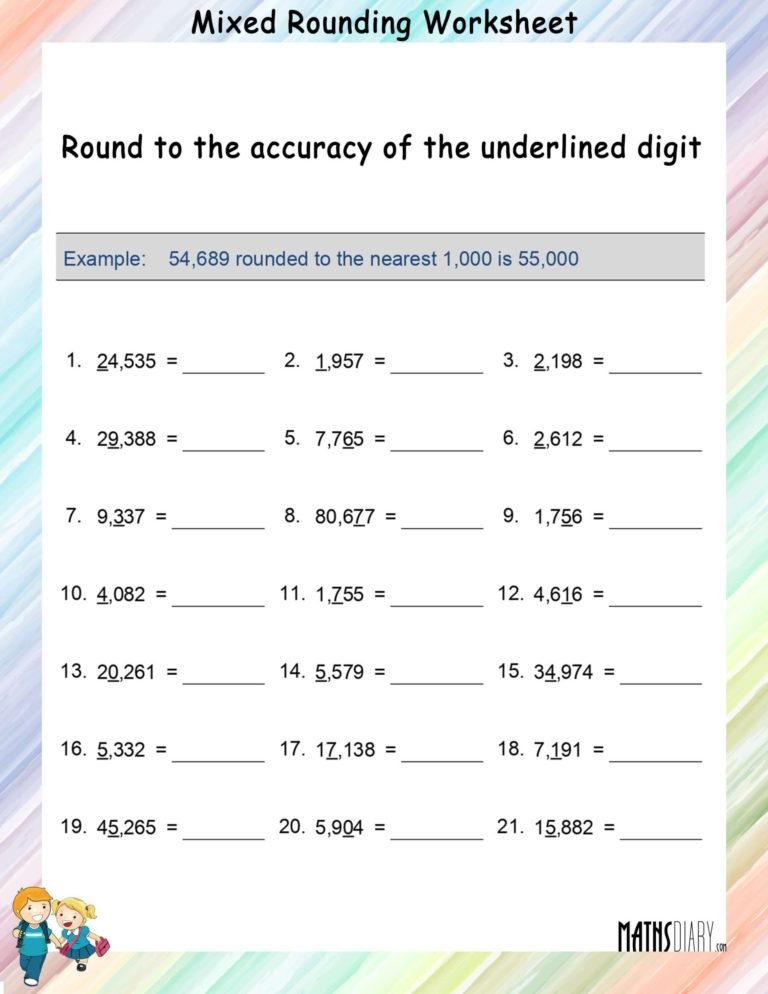 Mixed Rounding Number Worksheets - Math Worksheets - MathsDiary.com