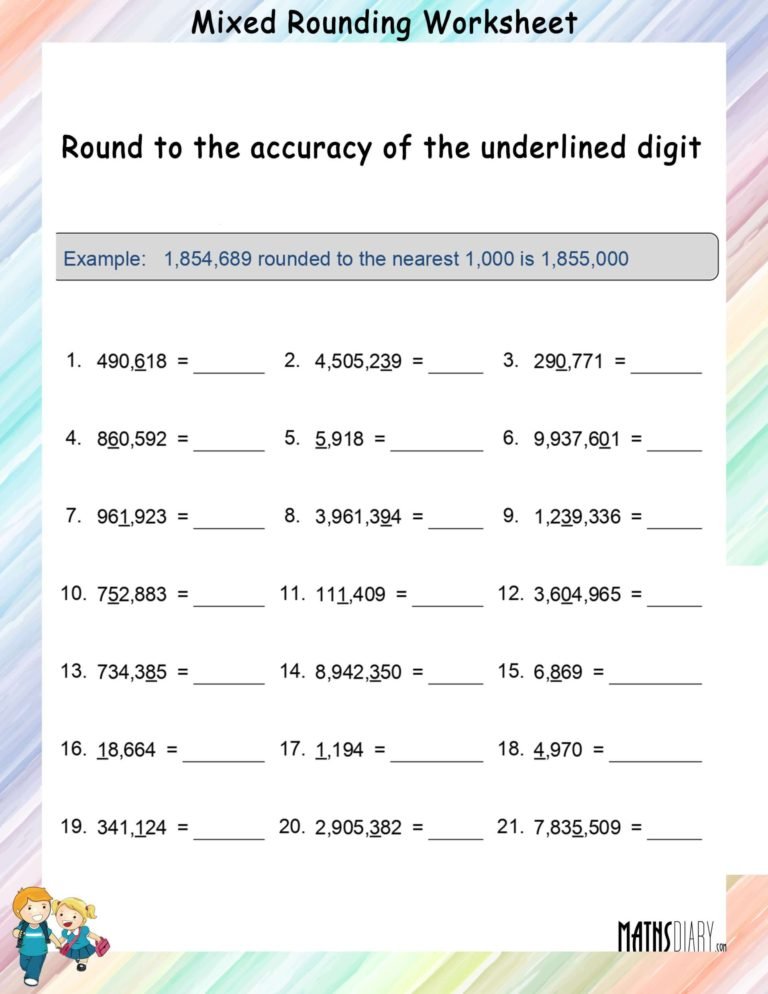 Mixed Rounding Number Worksheets - Math Worksheets - MathsDiary.com