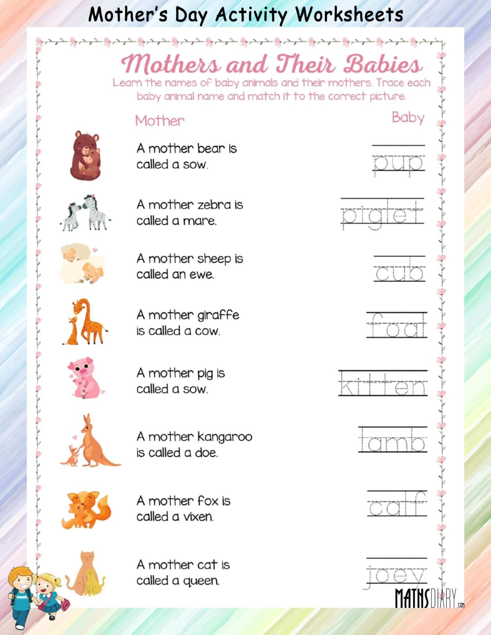 Mother’s Day Fun Activities Math Worksheets