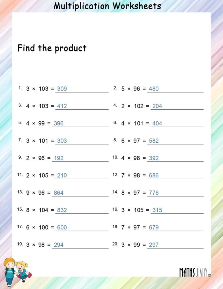 Multiplication-Worksheet - Math Worksheets - MathsDiary.com