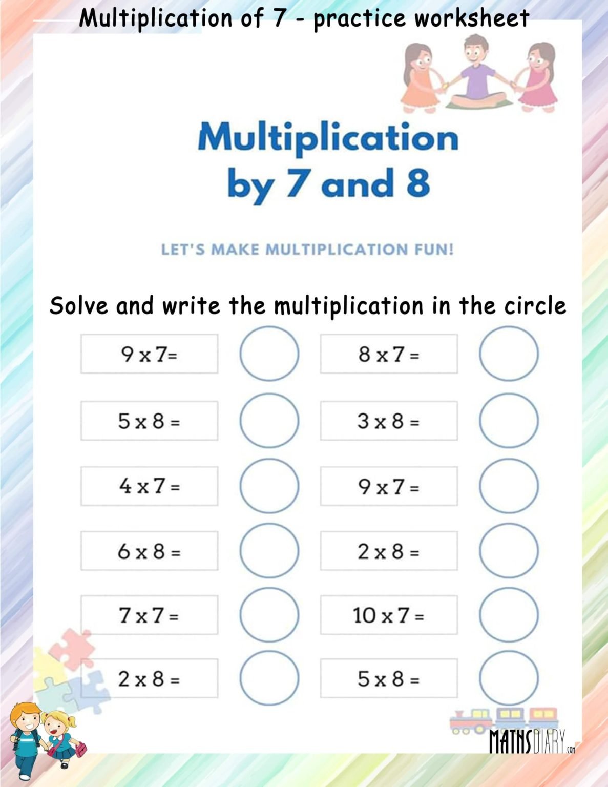 Tables and Practice sheets of Tables Math Worksheets