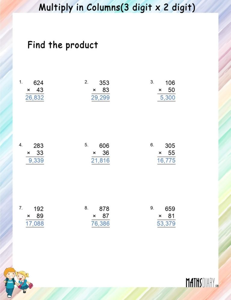 Multiplication of 3 digit by 1 digit number Worksheets - Math ...
