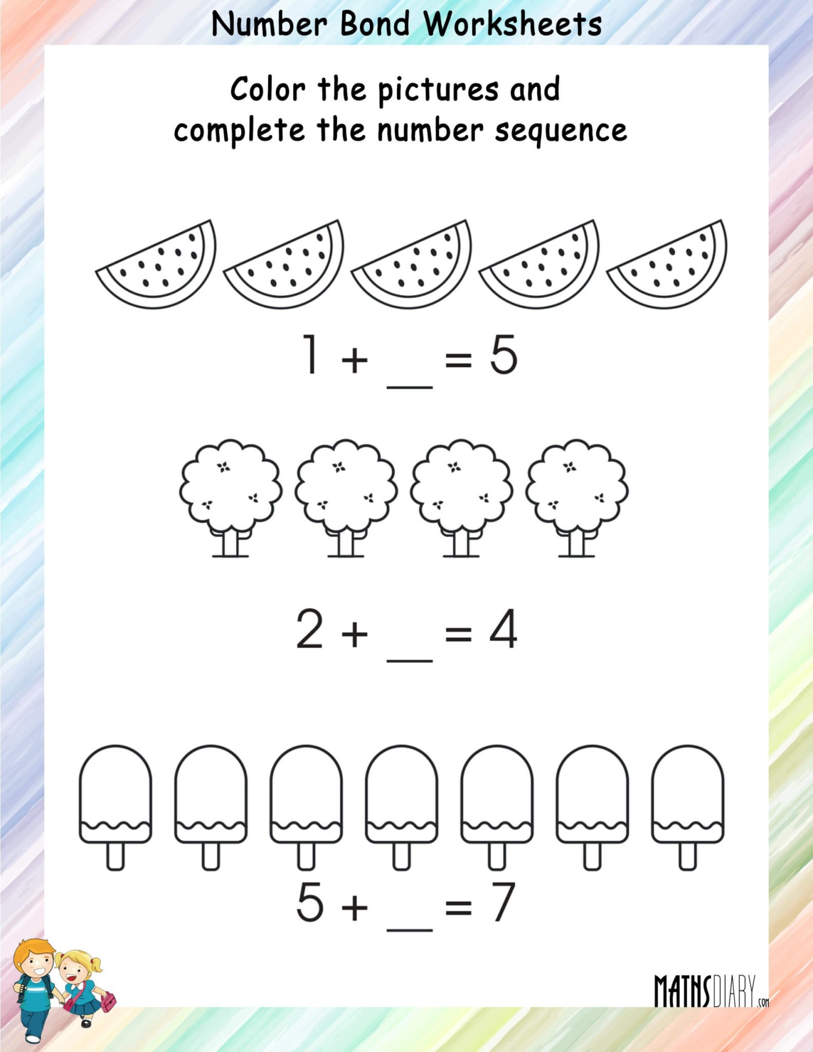 Number Bond Worksheets - Math Worksheets - MathsDiary.com