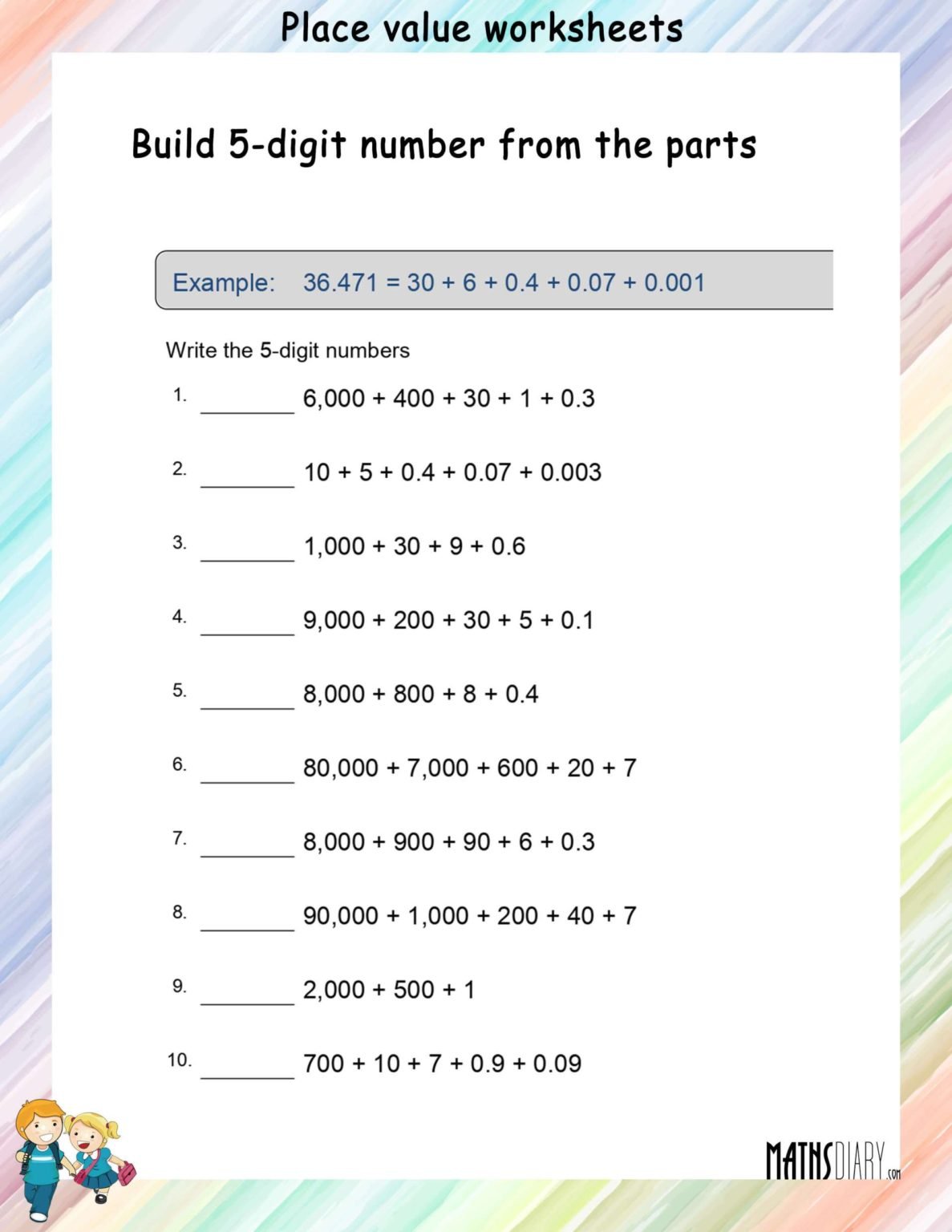 Place Value Math Worksheets