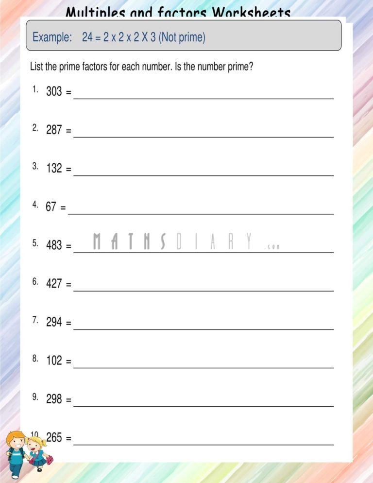 Finding Prime Factors Worksheets - Math Worksheets - MathsDiary.com