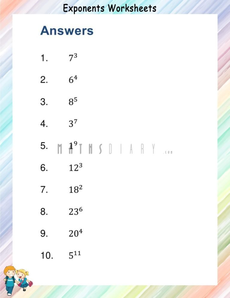 Exponents Math Worksheets