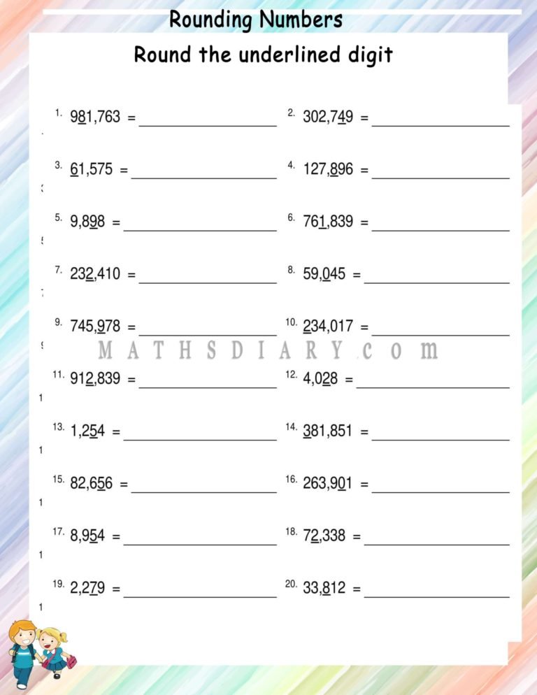 Rounding Numbers - Math Worksheets - MathsDiary.com