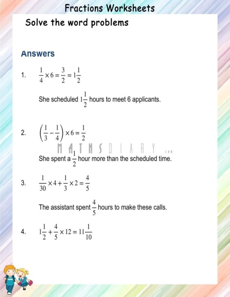 Fractions word problems with four operations worksheets - Math ...