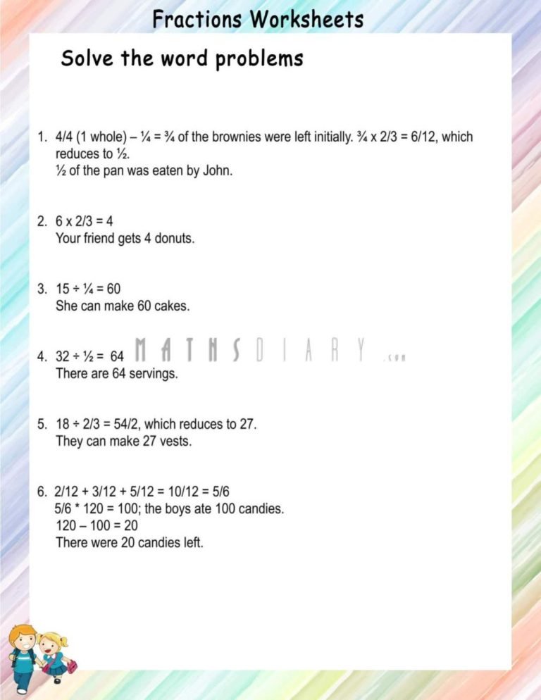 Fractions word problems with four operations worksheets - Math ...