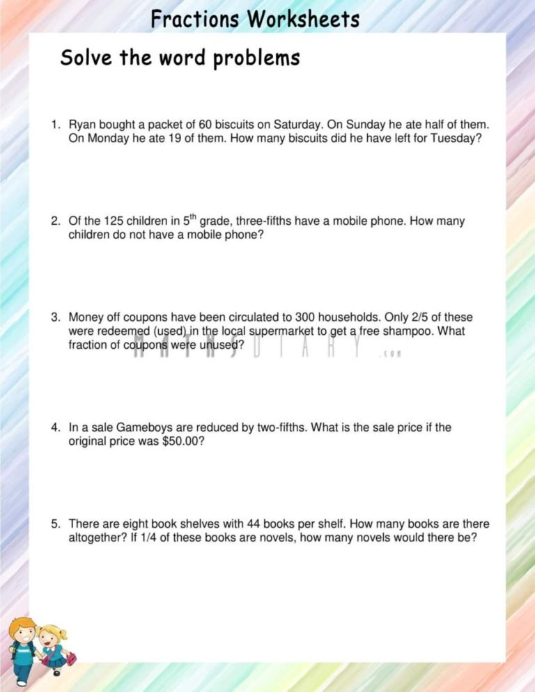 Fractions word problems with four operations worksheets - Math ...
