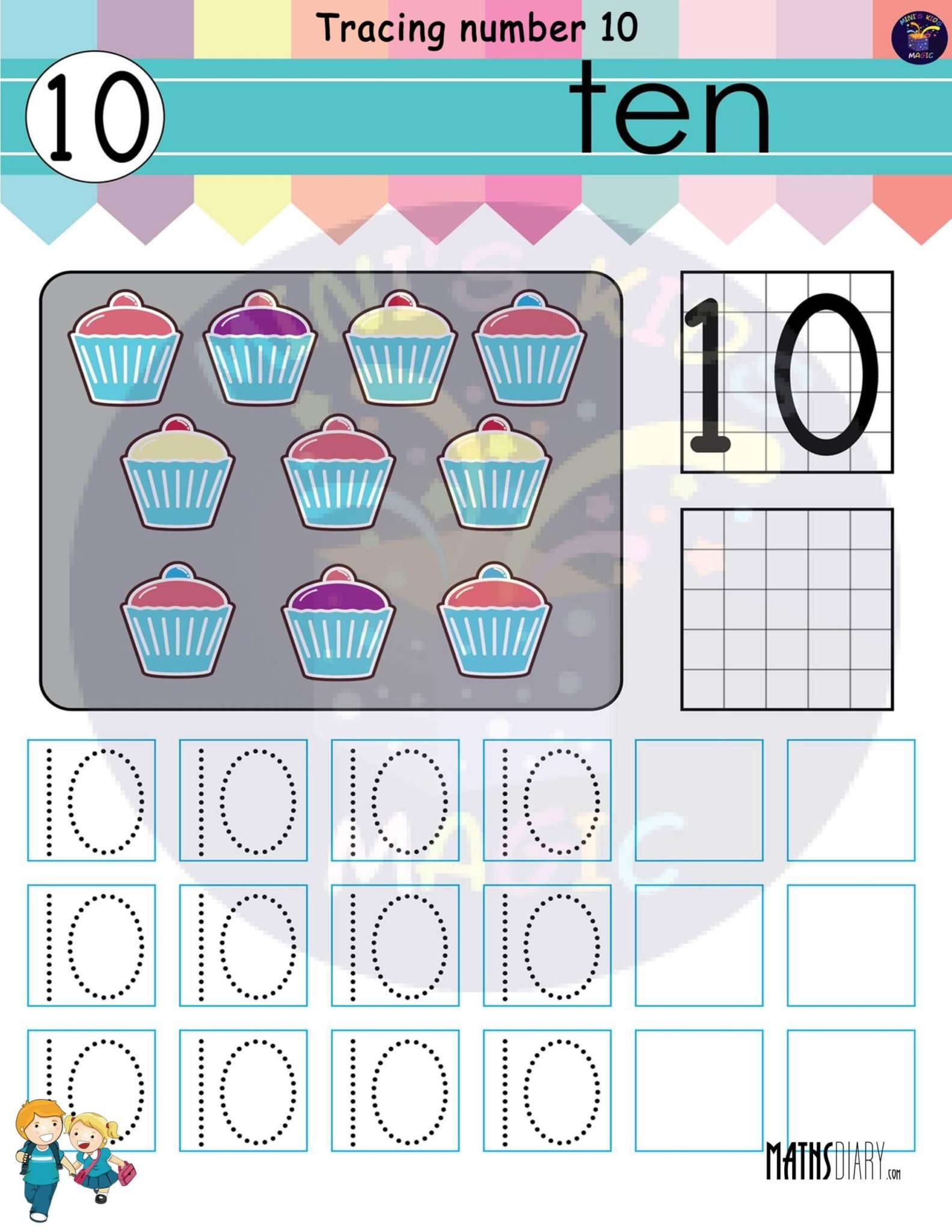 Tracing Numbers 1-50 - Math Worksheets - MathsDiary.com