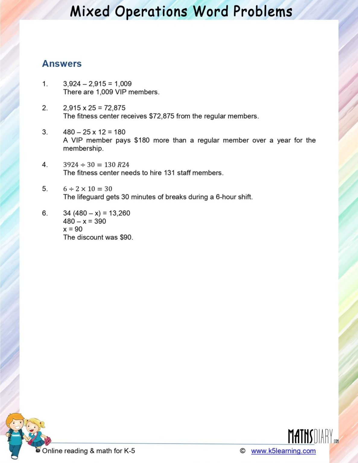 Word Problems – Division and Multiplication Worksheets - Math ...