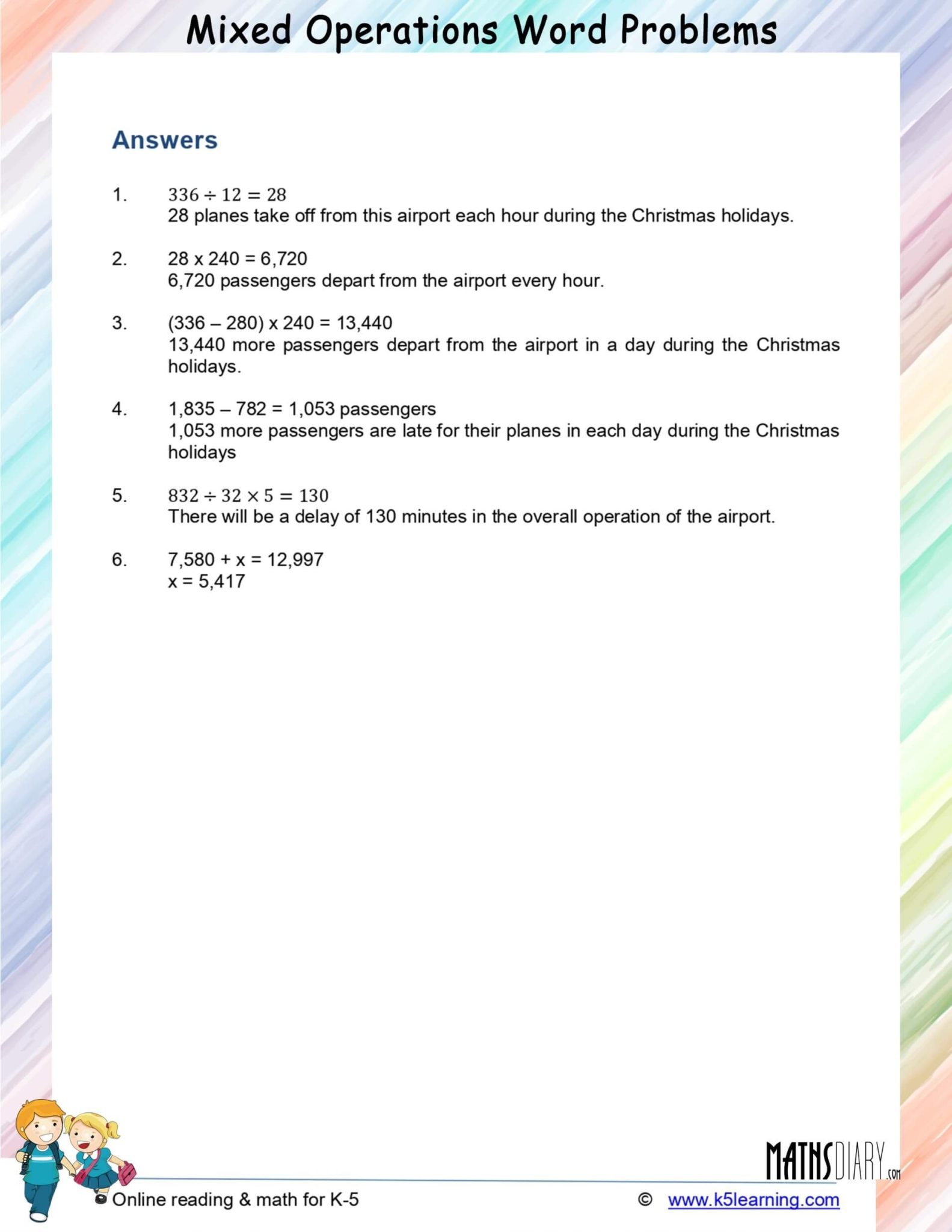 Word Problems – Division and Multiplication Worksheets - Math ...