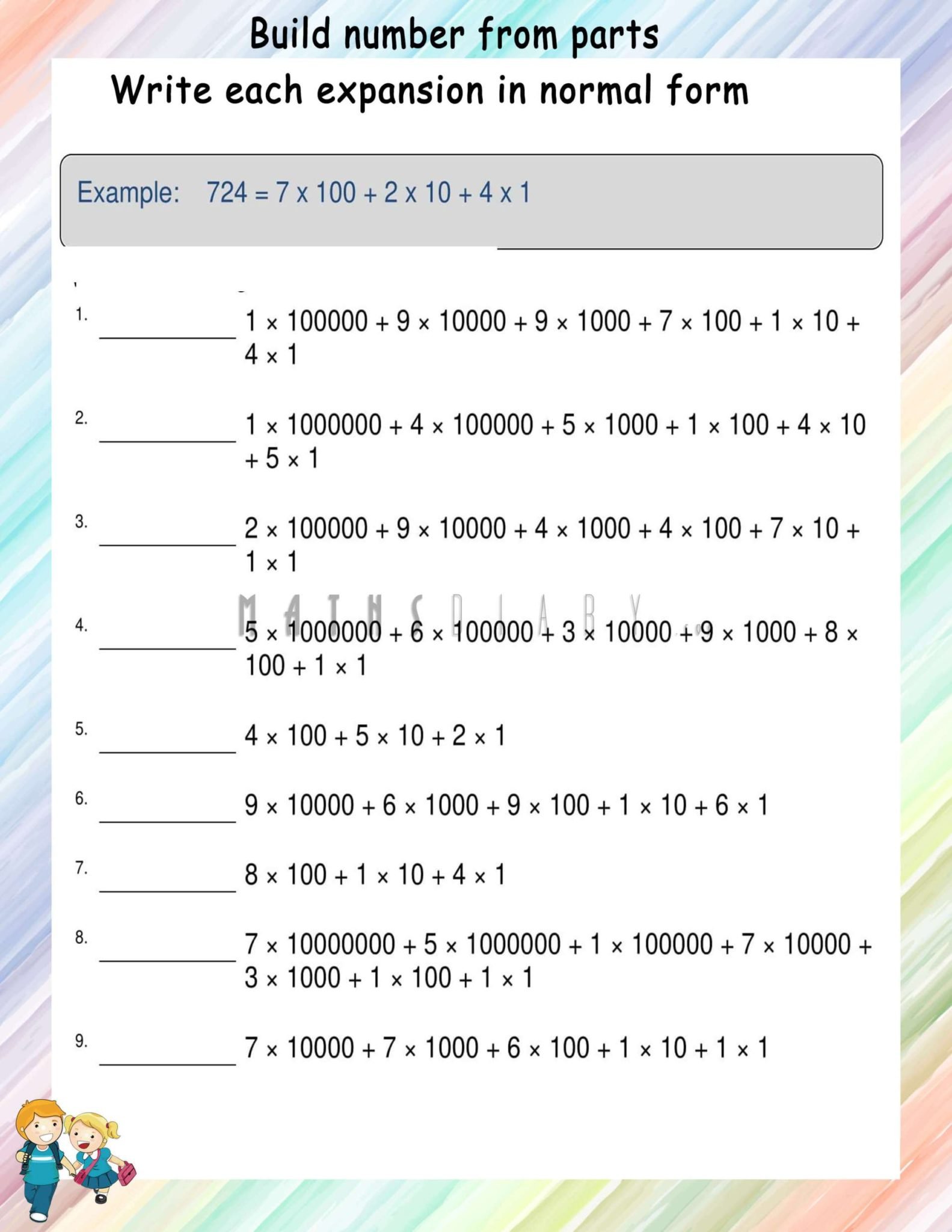 Expansions in normal form worksheets - Math Worksheets - MathsDiary.com