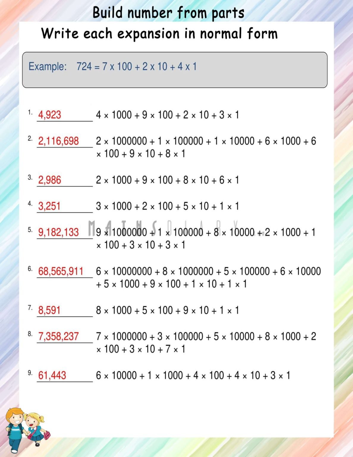 Expansions in normal form worksheets - Math Worksheets - MathsDiary.com