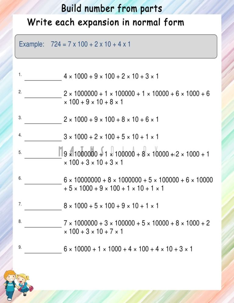 Expansions in normal form worksheets - Math Worksheets - MathsDiary.com