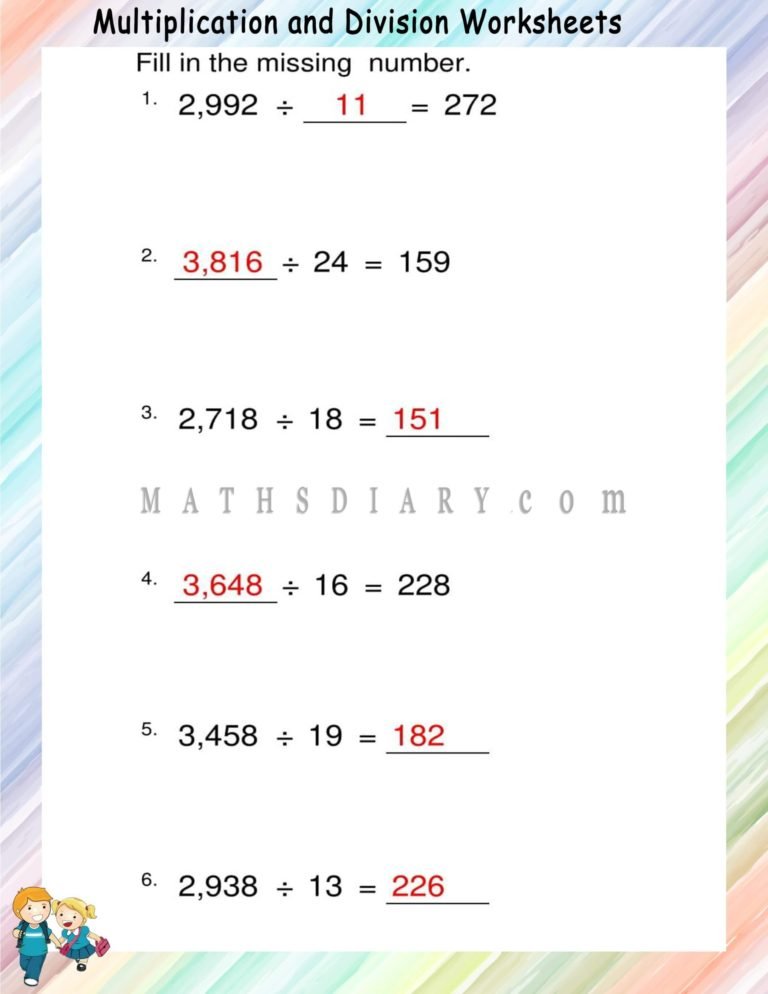 Multiplication and Division Math Worksheets