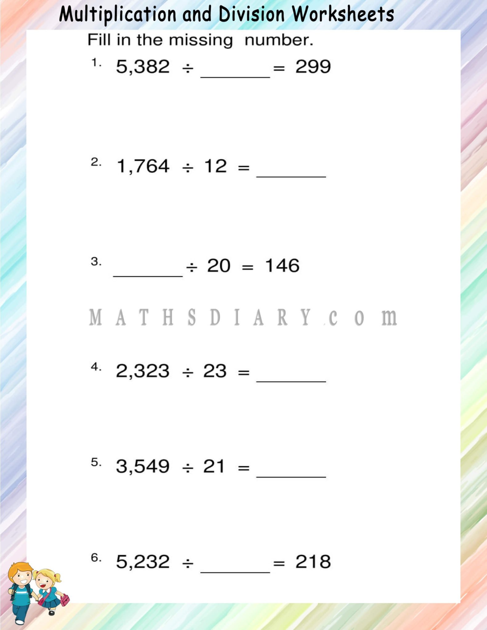 Finding missing dividend,divisor and quotient - Math Worksheets ...