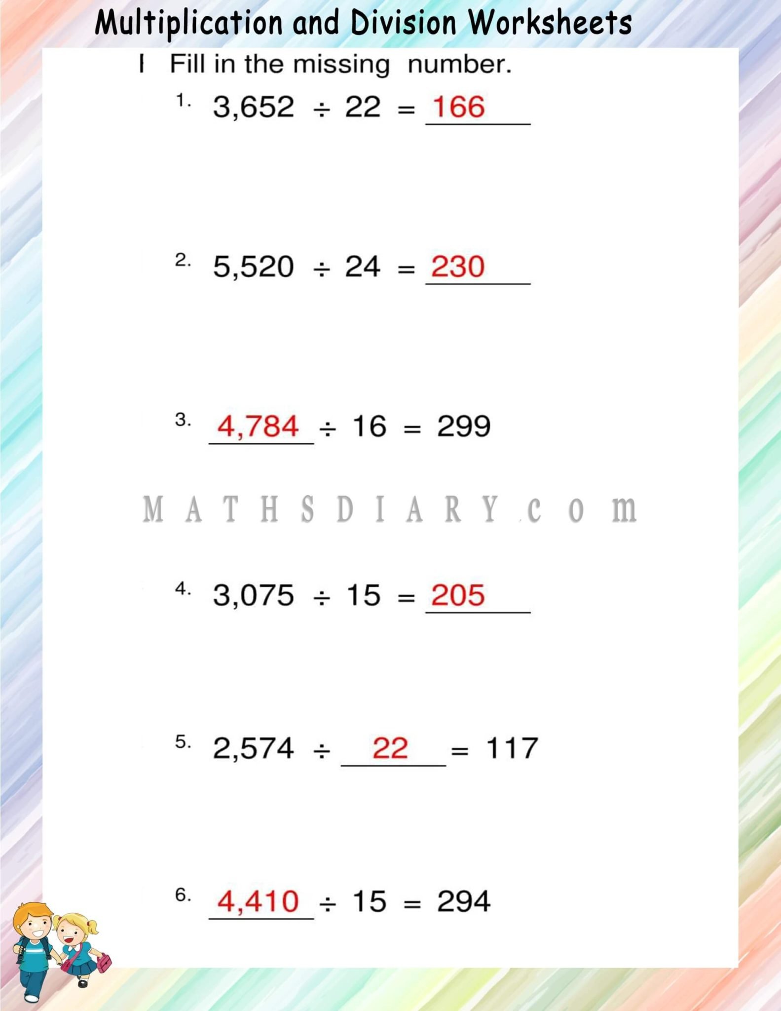 Finding missing dividend,divisor and quotient - Math Worksheets ...