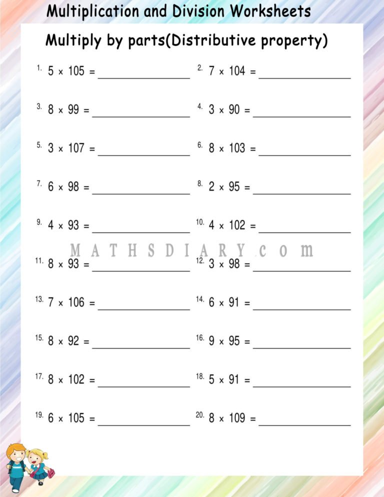 Multiplying By Parts(Distributive Property) worksheets - Math ...
