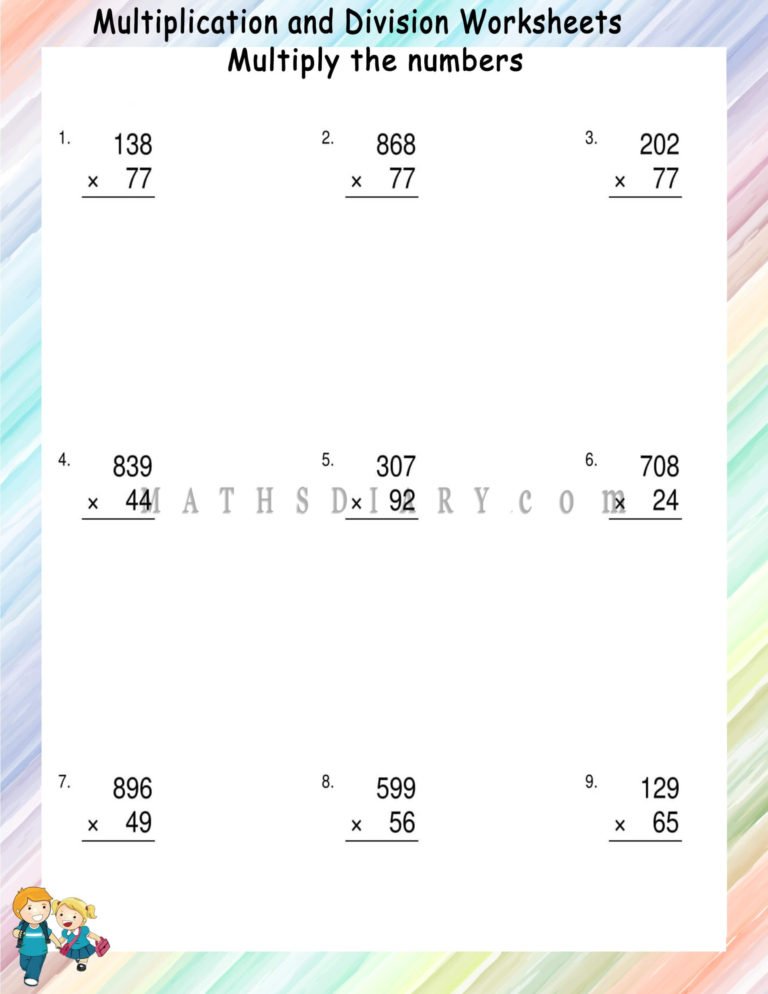 Multiplying 3-digit by 2-digit number worksheets - Math Worksheets ...