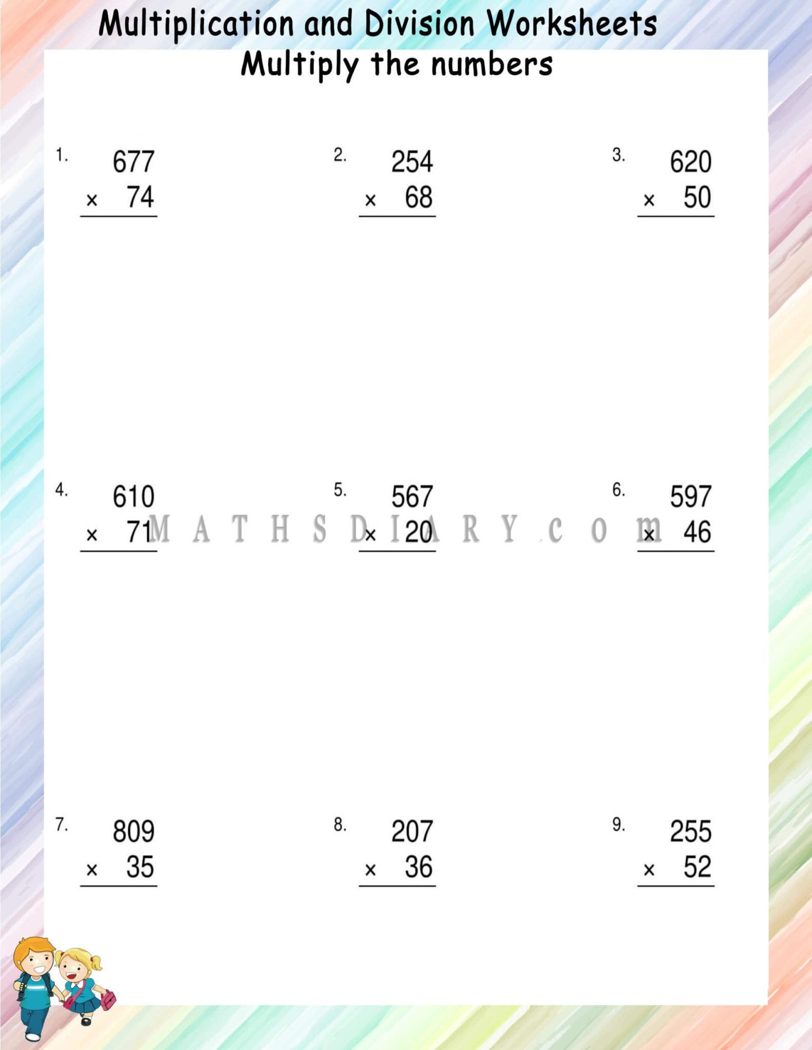 Multiplying 3-digit by 2-digit number worksheets - Math Worksheets ...