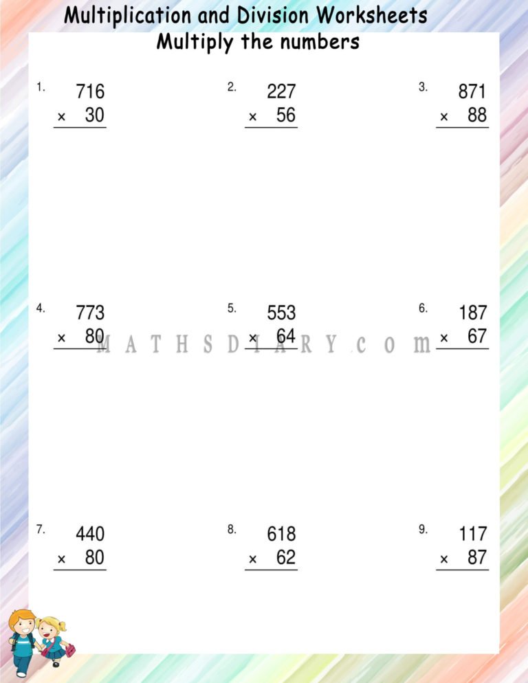 Multiplying 3-digit by 2-digit number worksheets - Math Worksheets ...