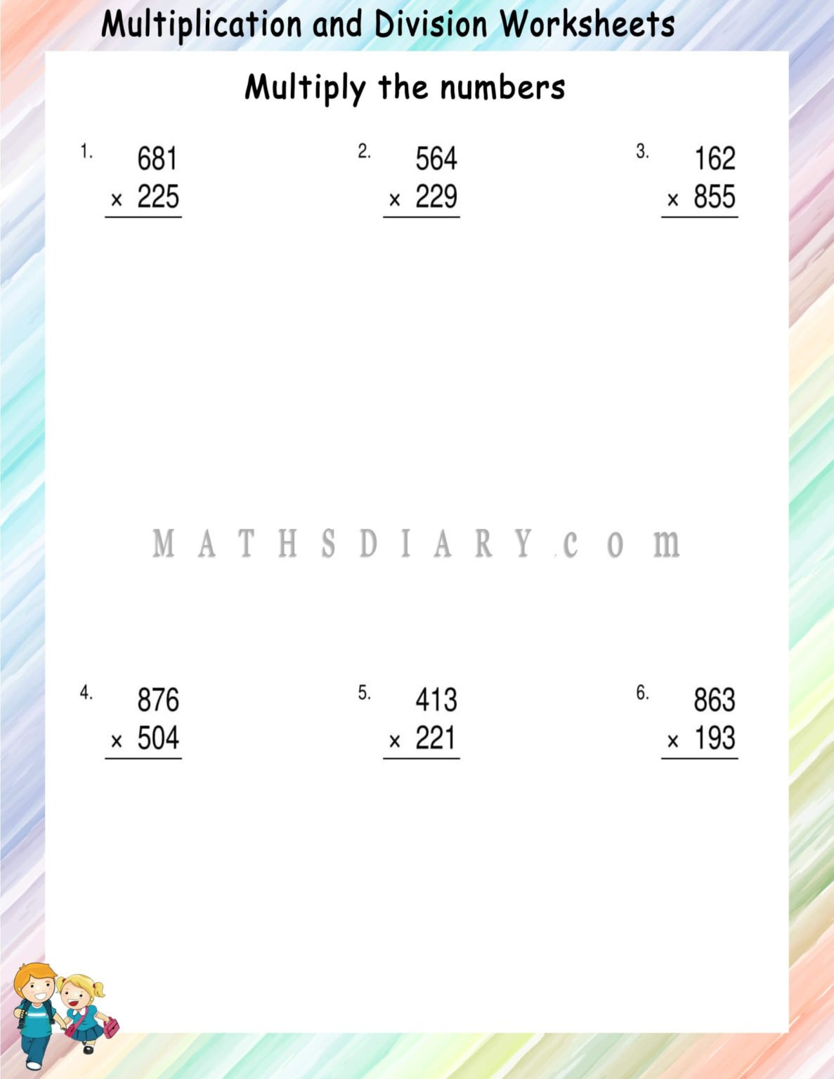 Multiplying two 3-digit numbers worksheets - Math Worksheets ...