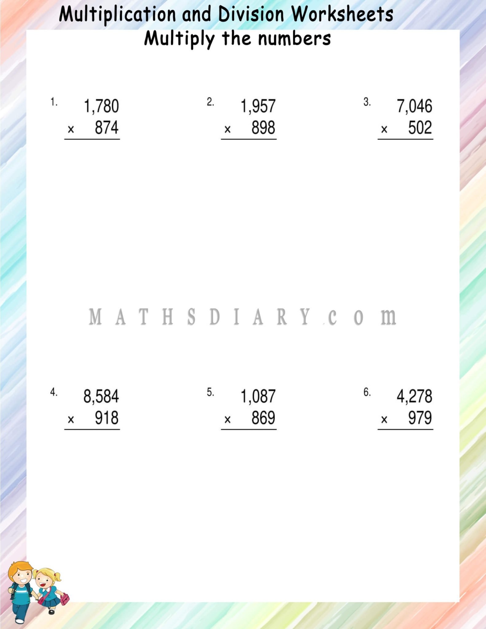 Multiplying 4-digit by 3-digit number worksheets - Math Worksheets ...