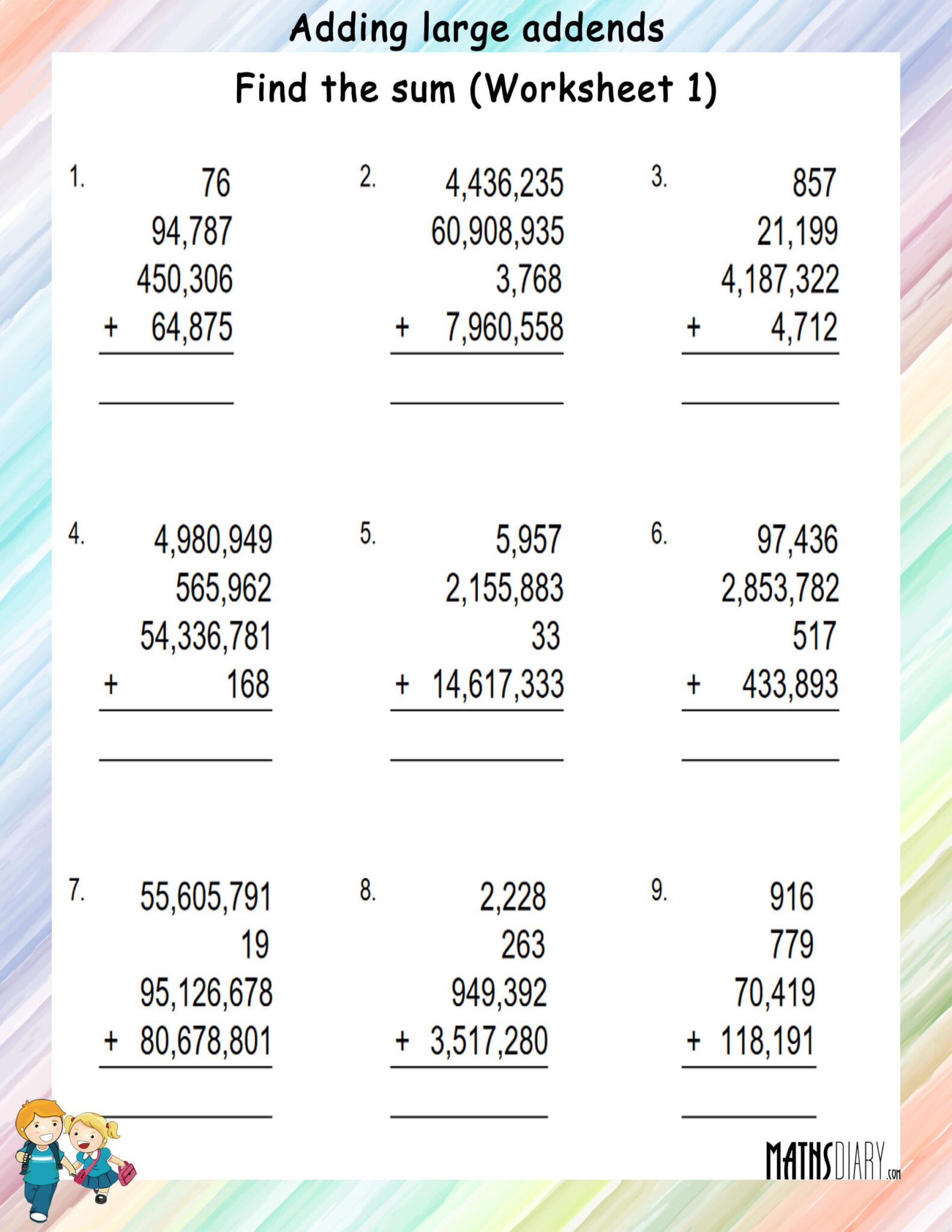 Addition and Subtraction Math Worksheets