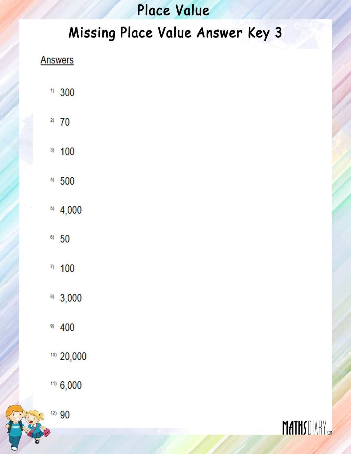 Place Value Math Worksheets