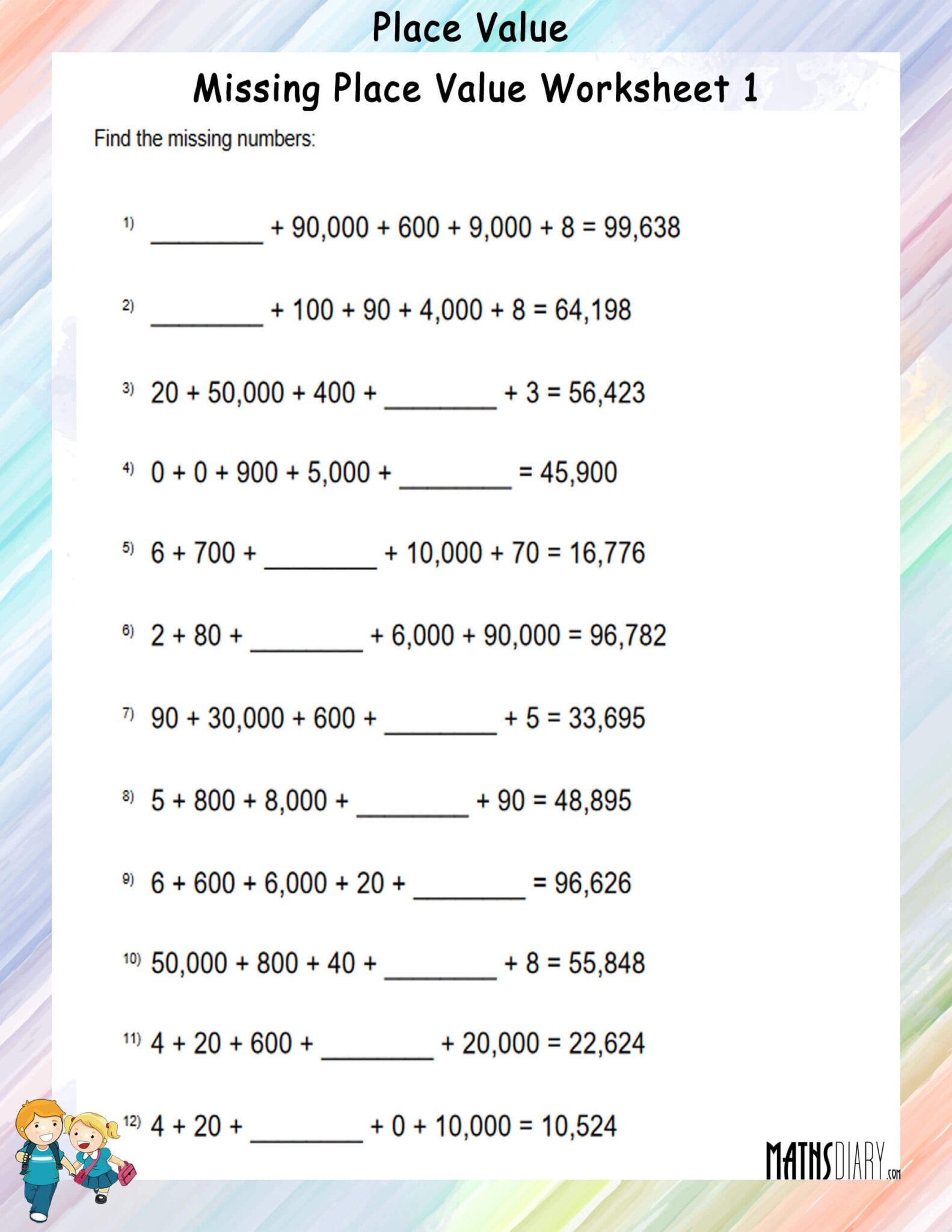 Place Value Math Worksheets