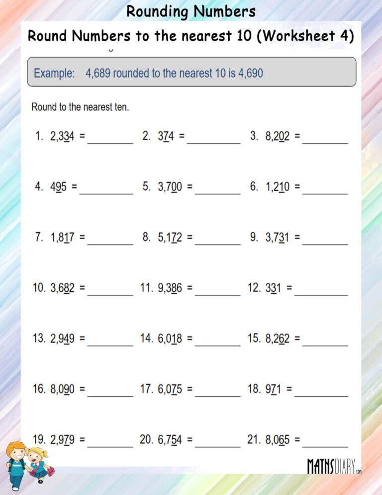 Rounding Numbers to the Nearest 10 Worksheets - Math Worksheets ...