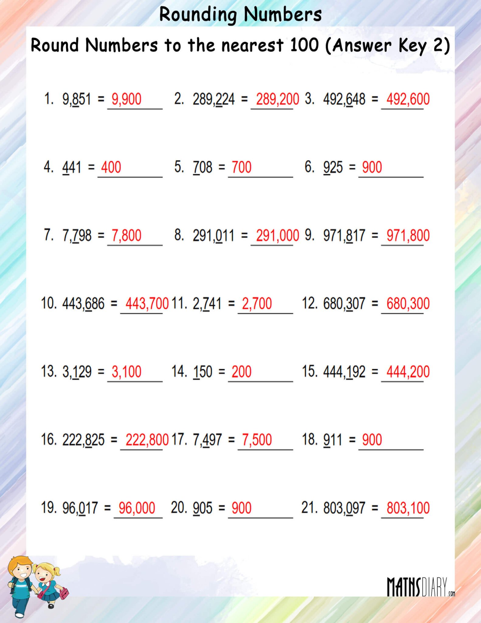 Rounding Numbers Math Worksheets