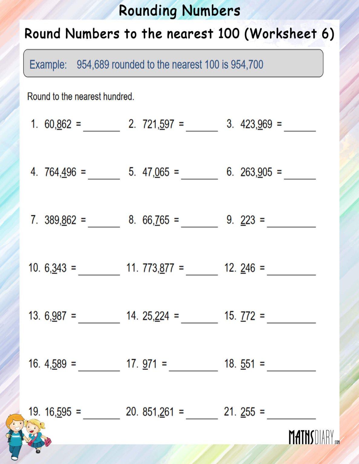 Rounding Numbers to the Nearest 100 Worksheets - Math Worksheets ...