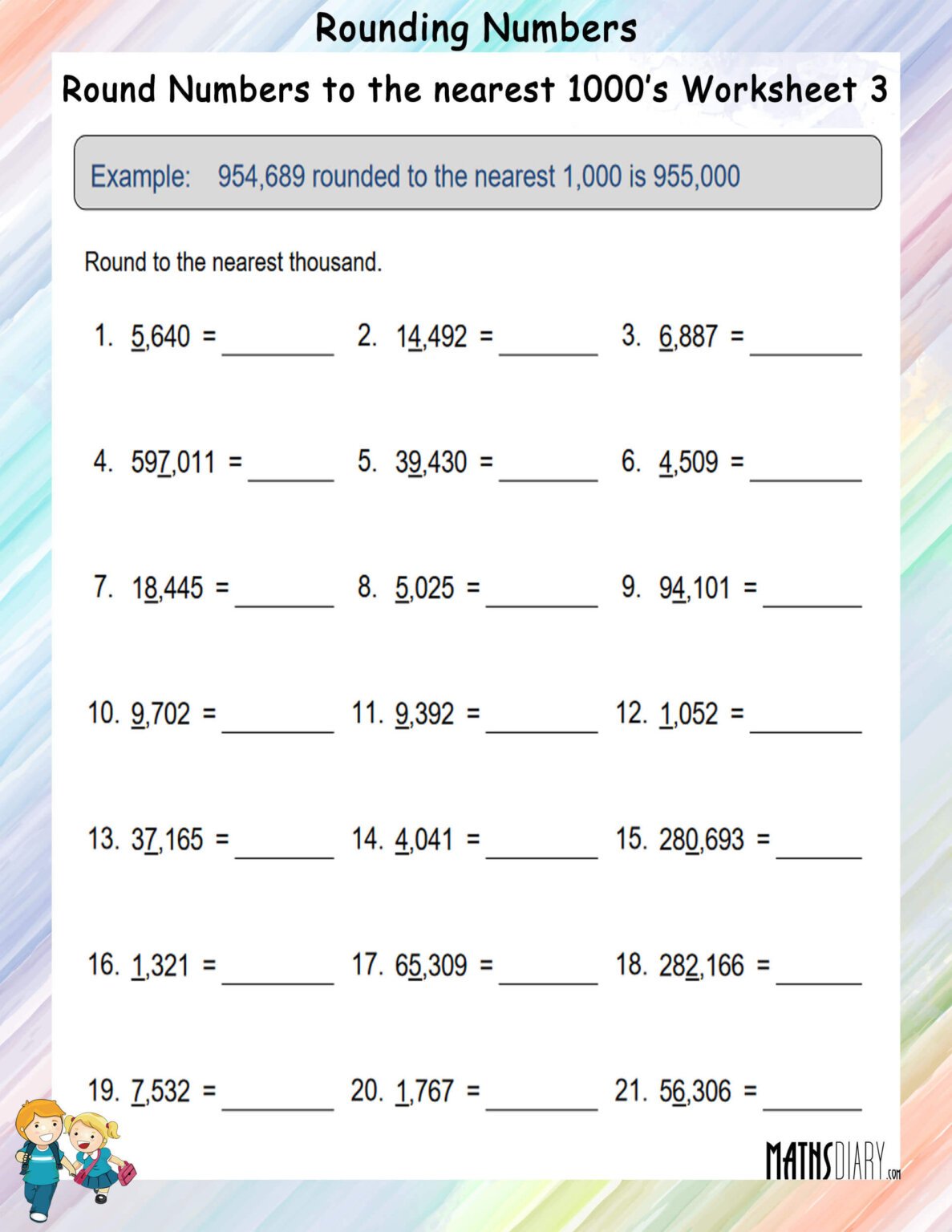 Rounding Numbers Math Worksheets