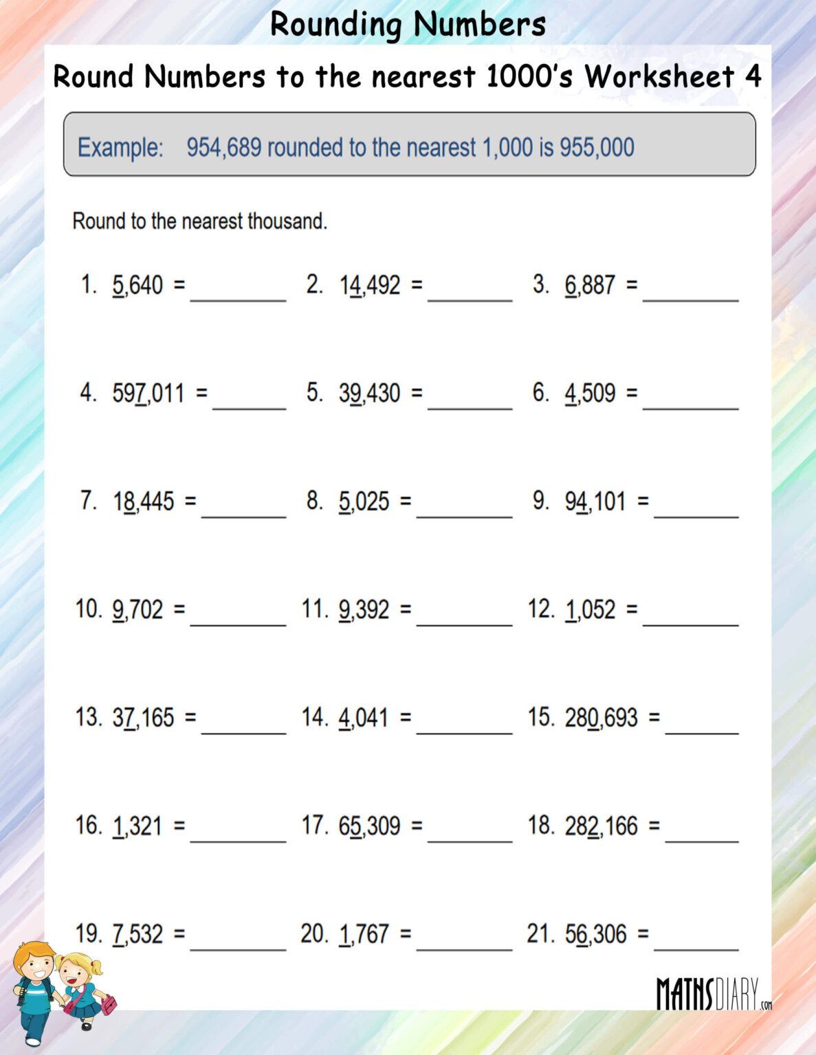 Rounding Numbers Math Worksheets