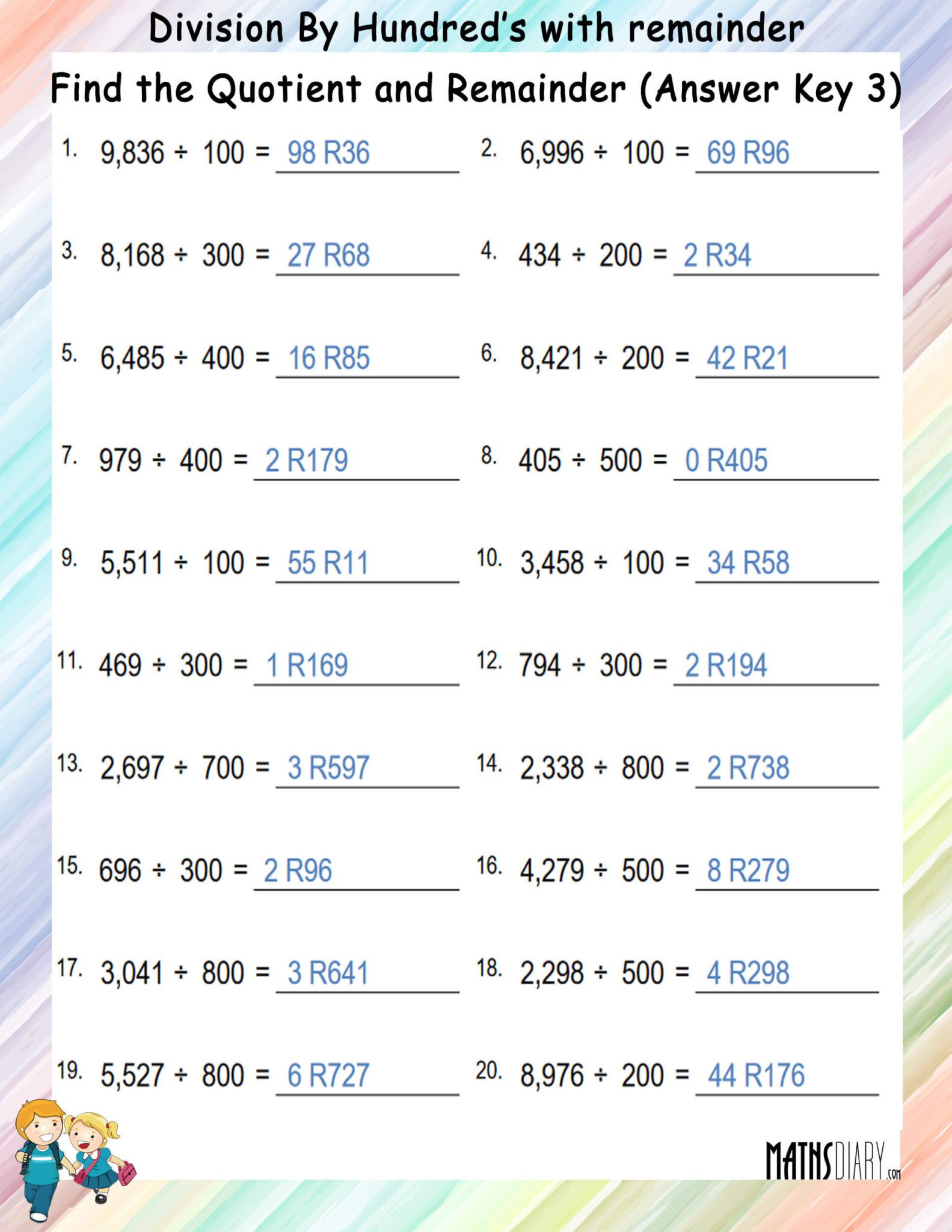 Multiplication and Division Math Worksheets