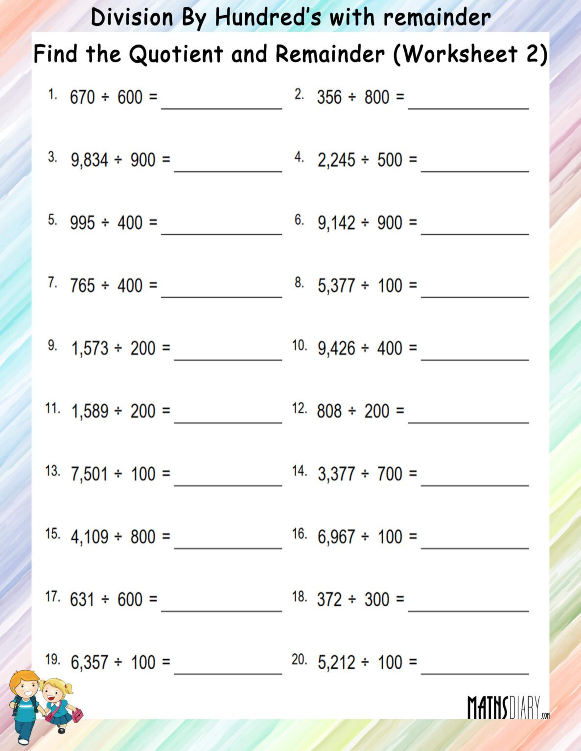 Multiplication and Division Math Worksheets