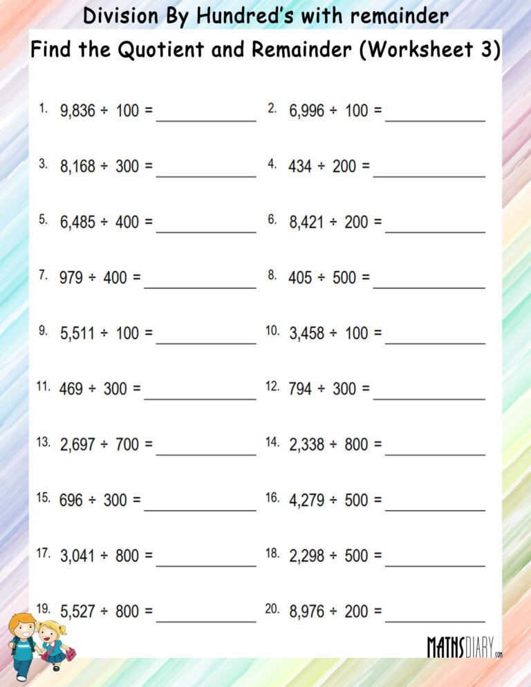 Multiplication and Division Math Worksheets