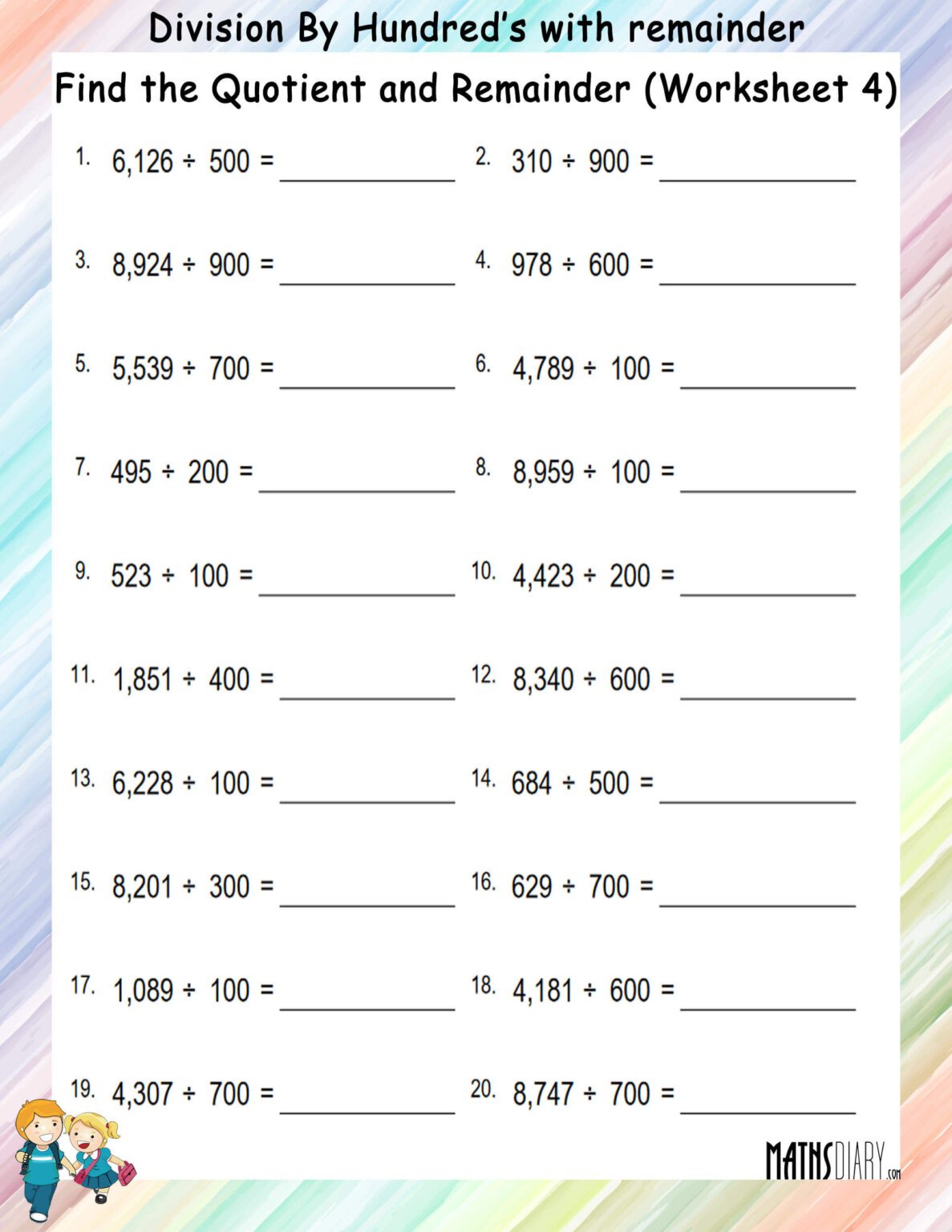 Multiplication and Division Math Worksheets