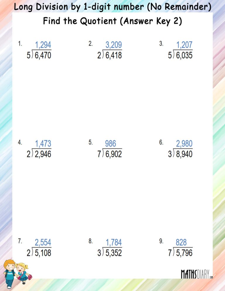 Division – Grade 4 Math Worksheets