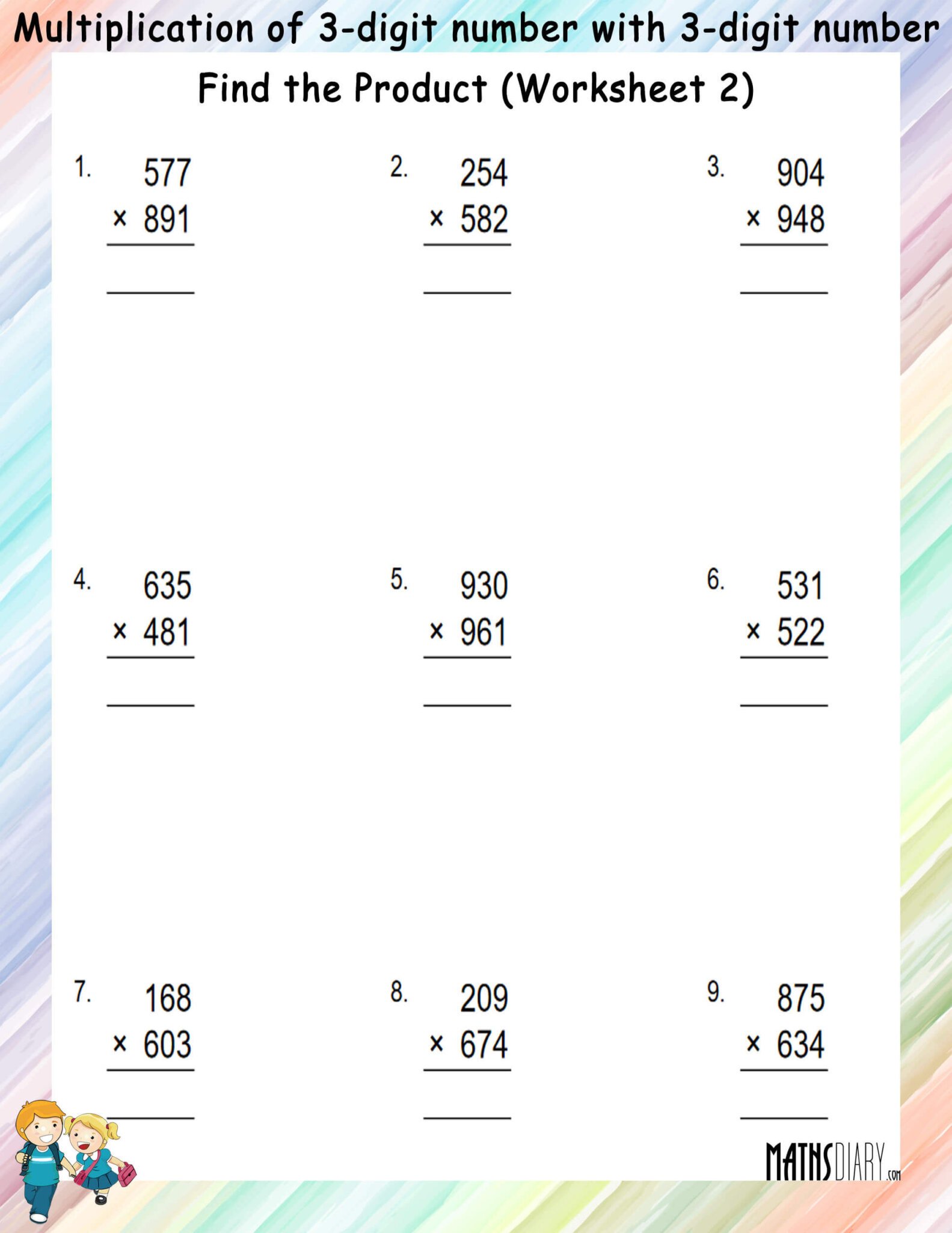 Multiplication of 3-digit number with 3-digit number Worksheets - Math ...