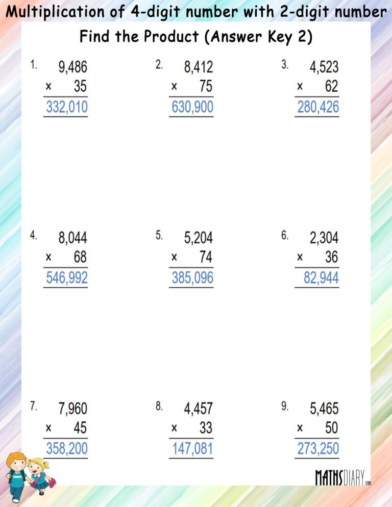Multiplication – Grade 4 Math Worksheets
