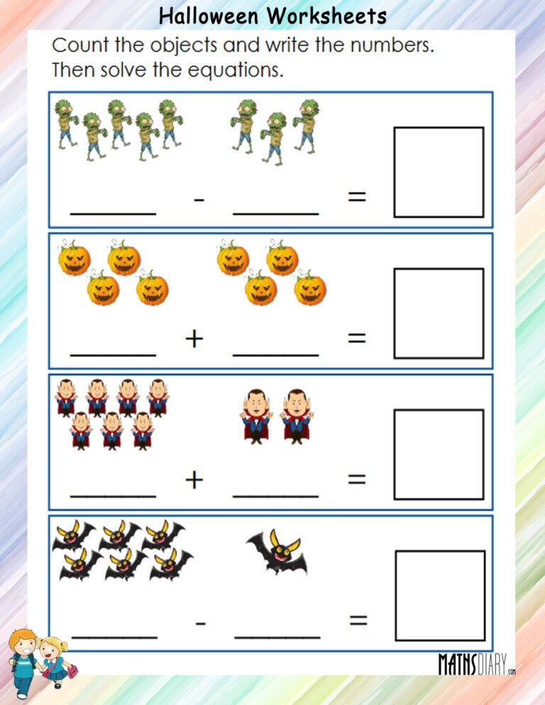 Halloween Worksheets - Math Worksheets - MathsDiary.com