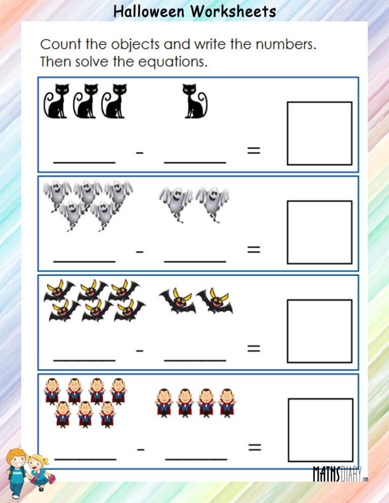 Halloween Worksheets - Math Worksheets - MathsDiary.com